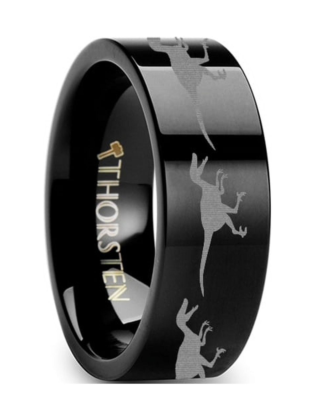 Dinosaur Rings Raptor Velociraptor Ring Prehistoric Paleo Engraved Flat ...