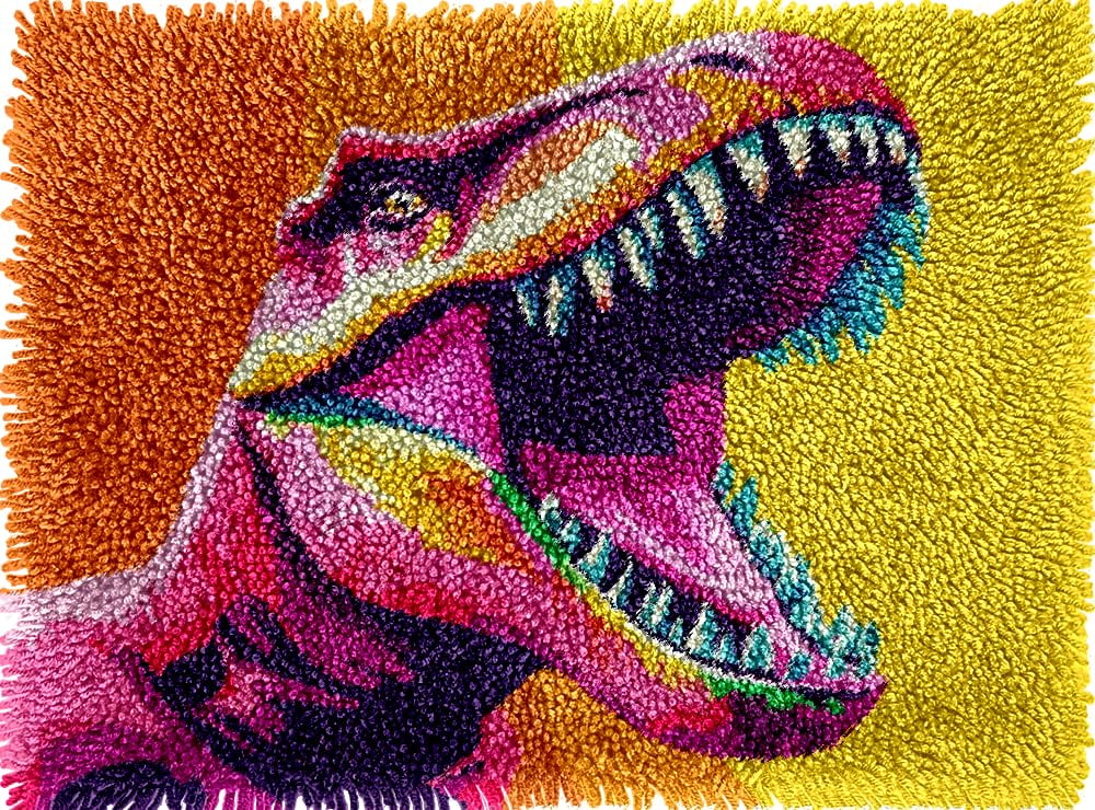 Dinosaur Roar Colorful Latch Hook Rug kits Pre-printed Crochet Yarn DIY ...