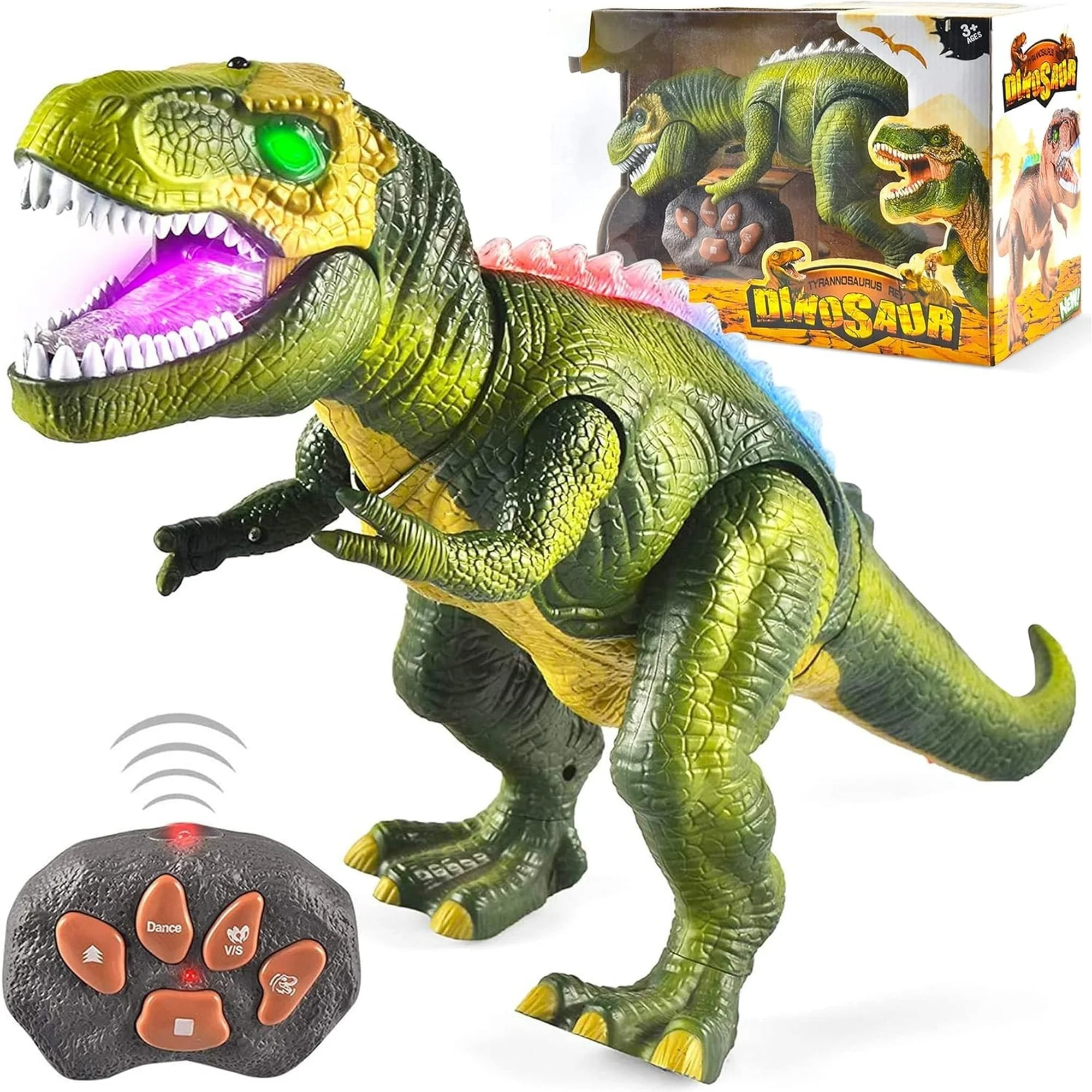 Dinosaur Robot Toy Remote Control Walking Dinosaur with Light Sound ...