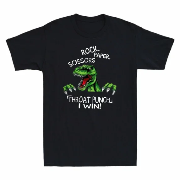Dinosaur Rock Paper Scissors Throat Punch I Win Funny T-Rex Unisex T ...