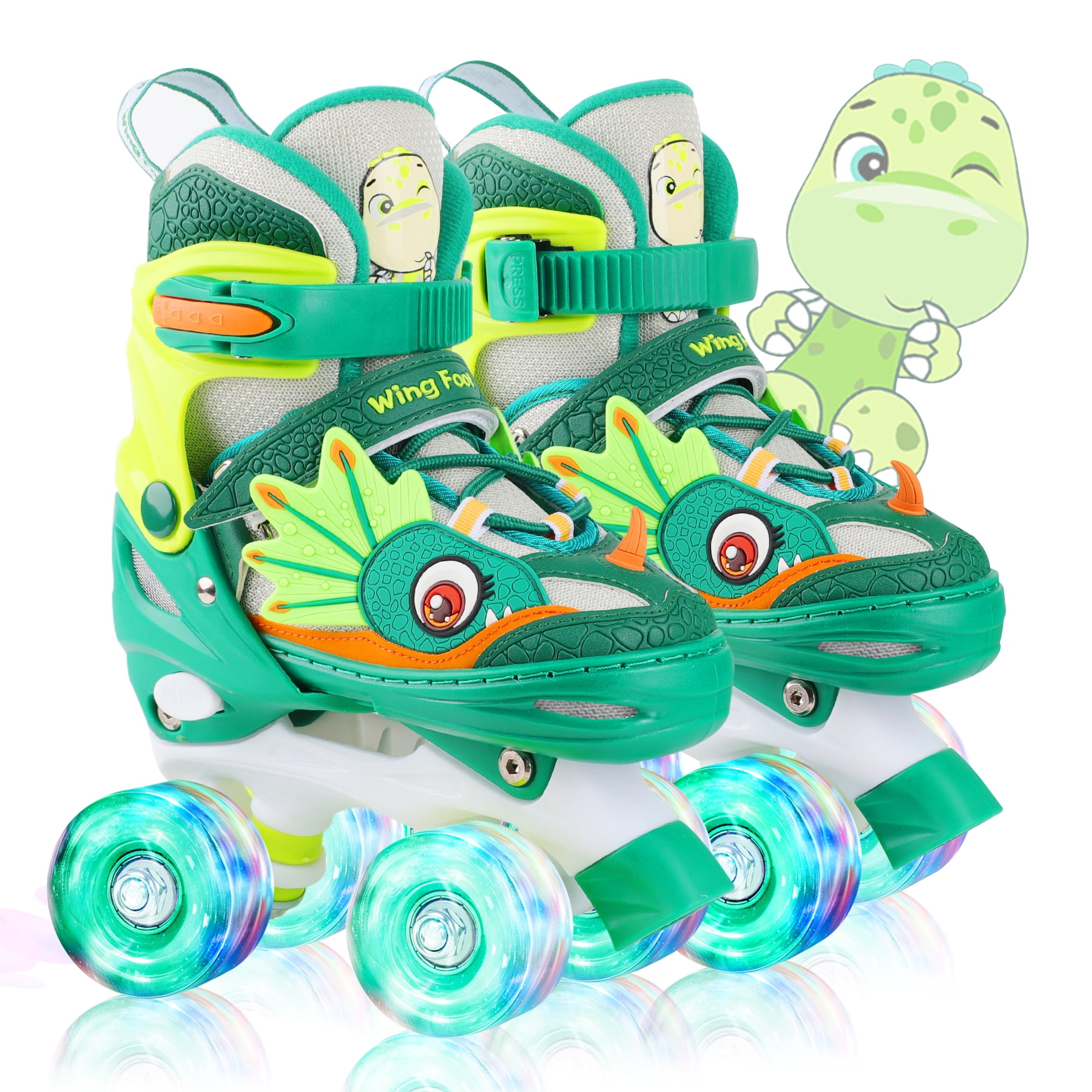Dinosaur Roller Skates for Boys Kids Toddler,Dino Quad Skates Shoes W ...
