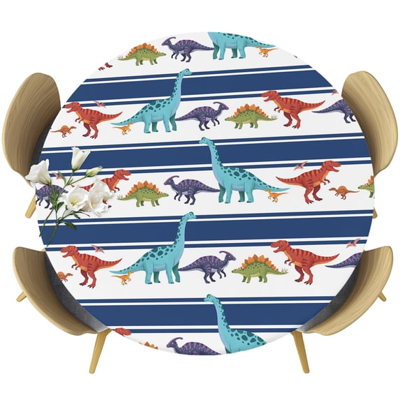 Dinosaur Round Tablecloth 55-60 Inch Round Fitted Table Cloth with ...
