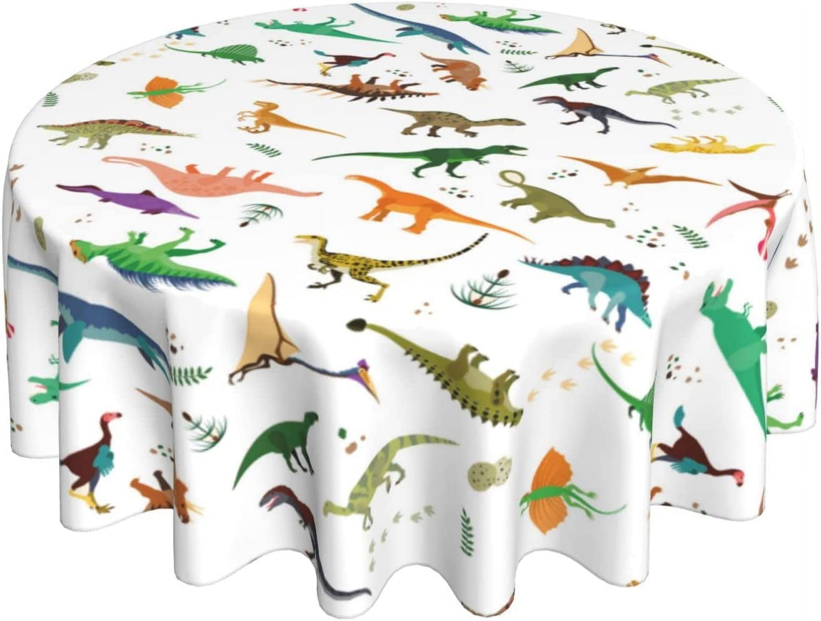Dinosaur Round Tablecloth 60 Inch for Indoor and Outdoor, Waterproof Table Cloth Cover ...
