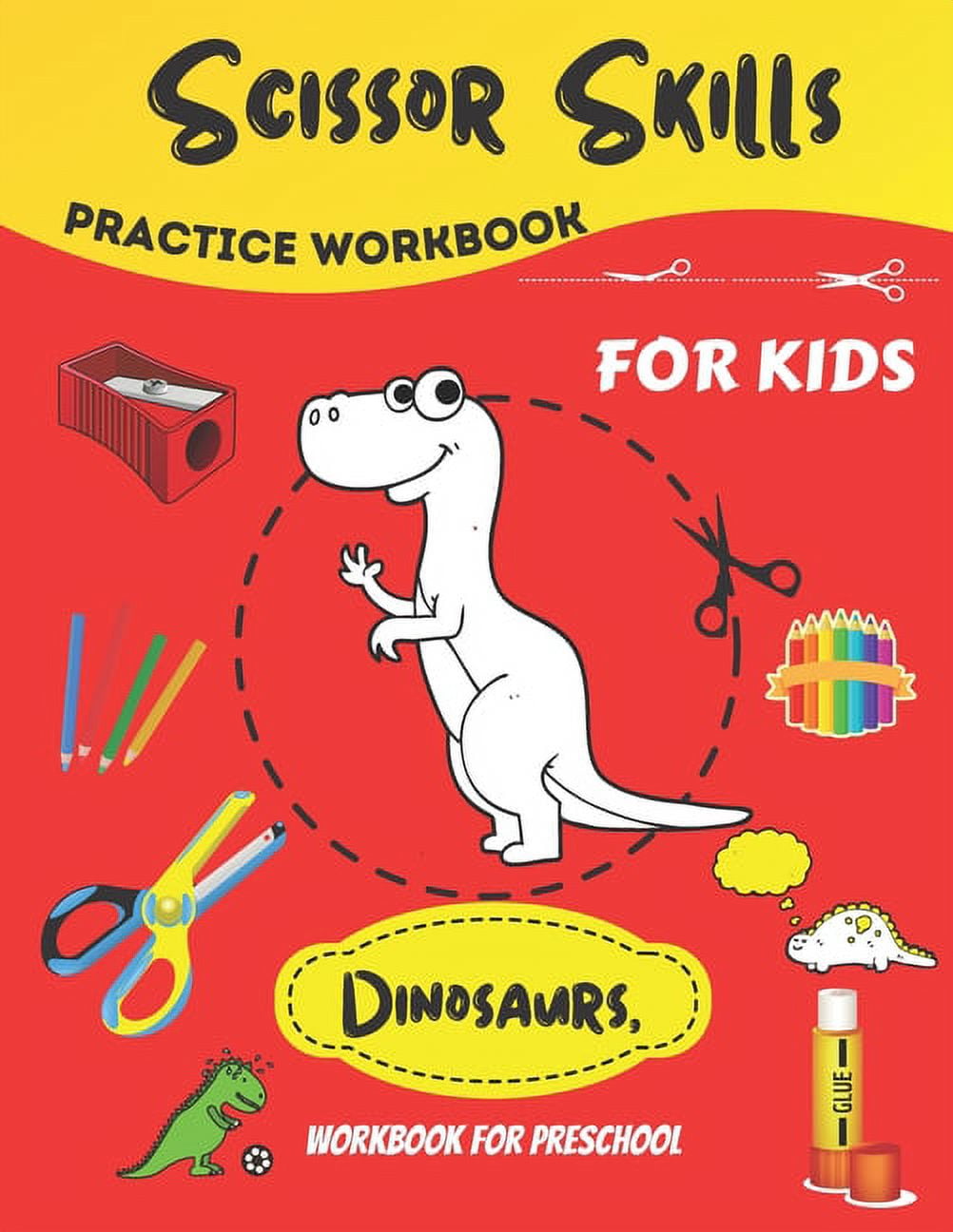 Dinosaur, Scissor Skills For Kids: Scissor Activity Book with Fun ...
