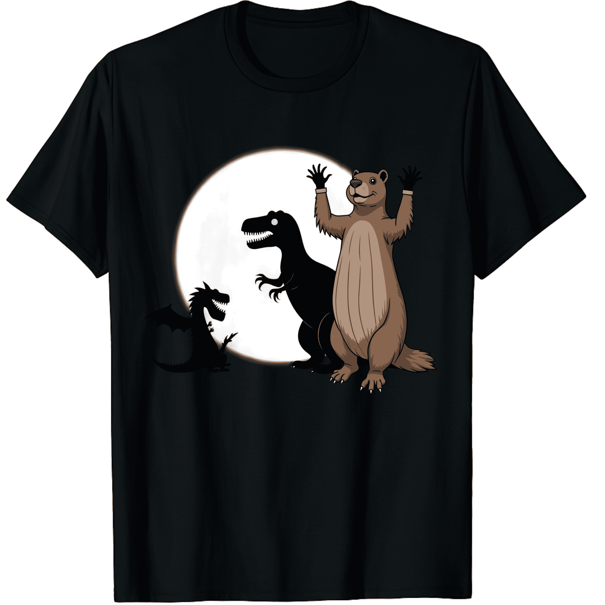 Dinosaur Shadow Puppet Humor Men Women Short Sleeve Graphic T-Shirt ...