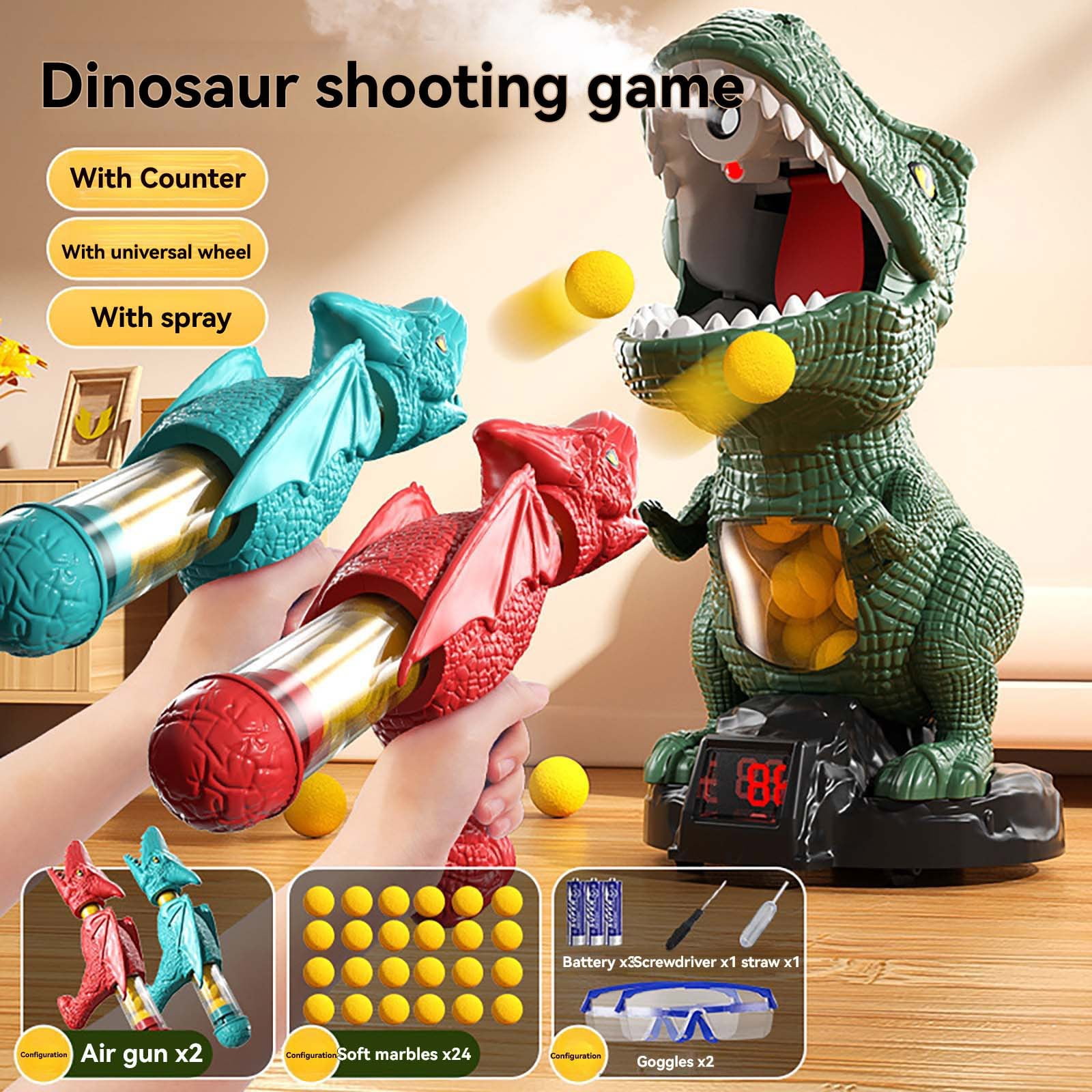 Dinosaur Shooting Toy for Boys Girls, Movable Target Shooting Games ...