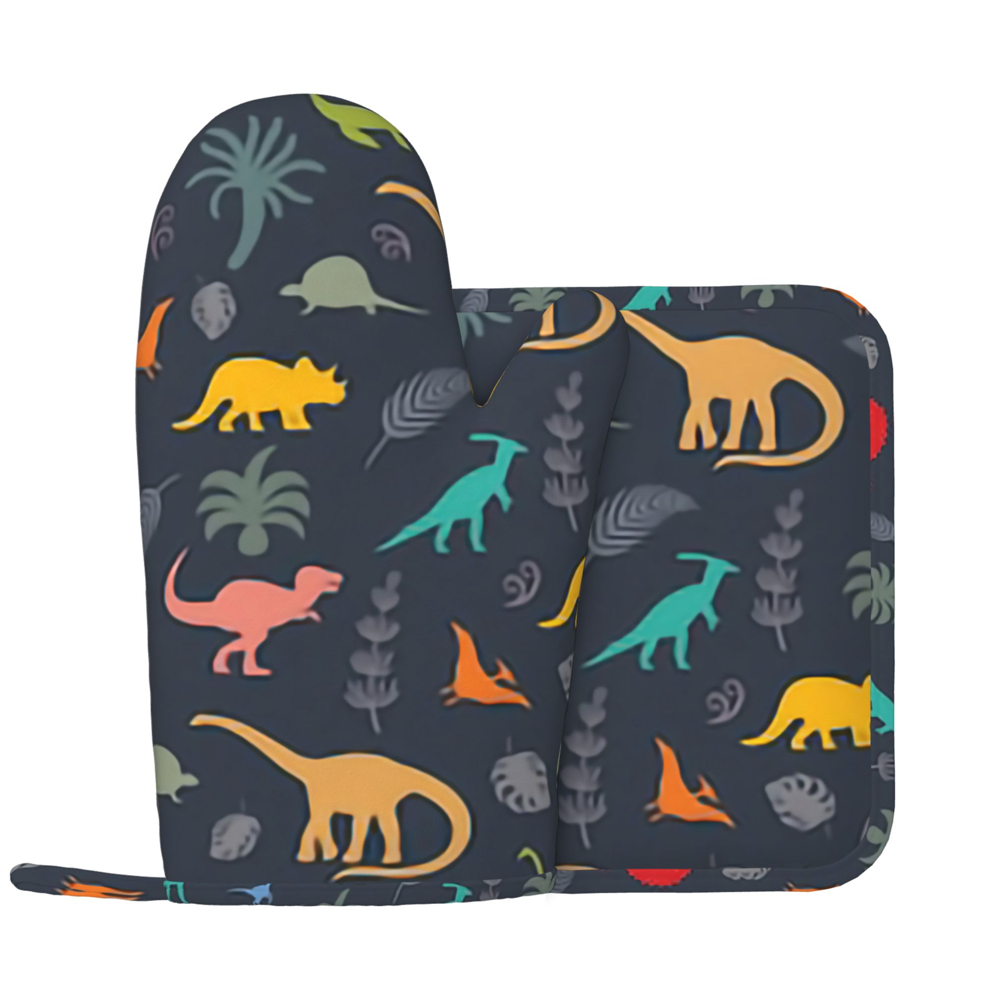Dinosaur Silhouette Animal Dino Oven gloves, pot clamp set, anti slip ...