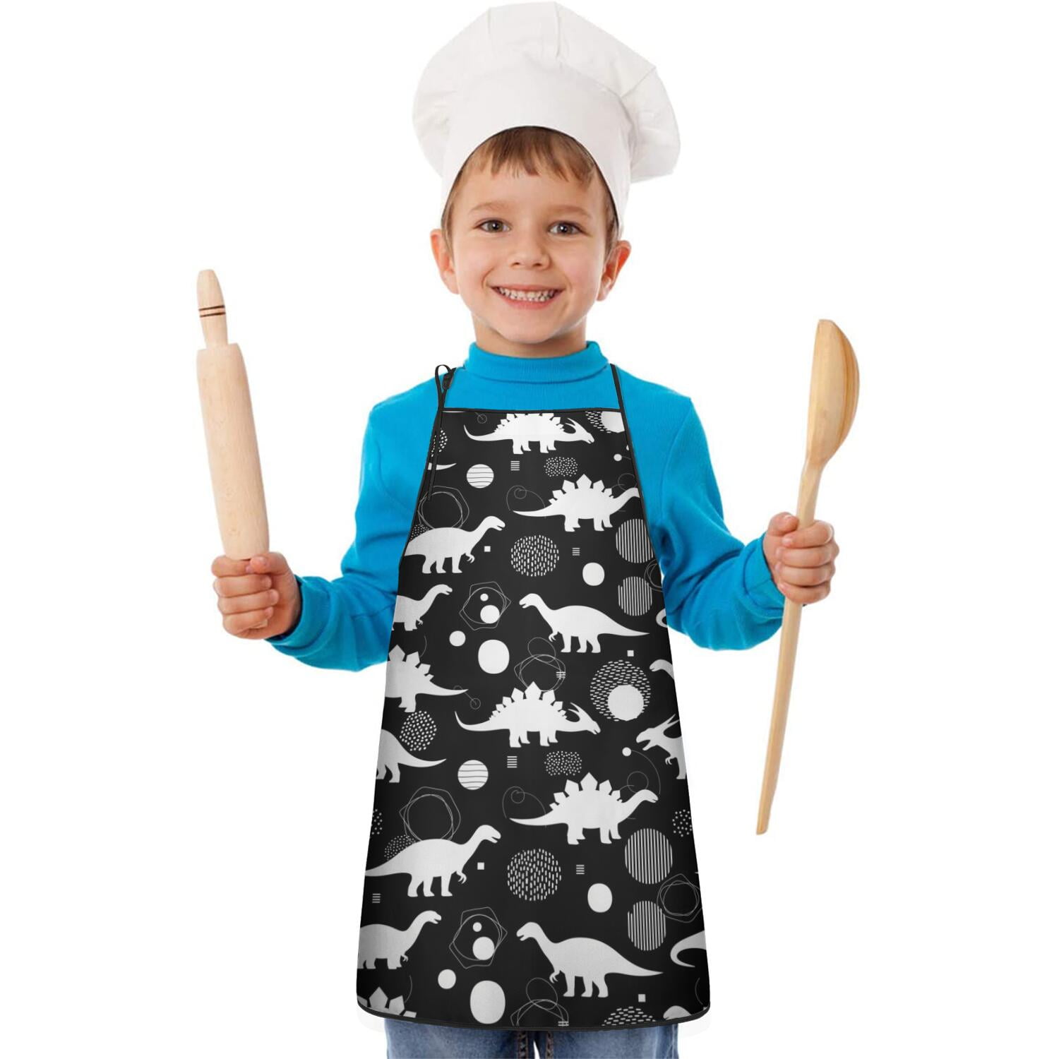Dinosaur Silhouette Pattern Kids Aprons for Girls and Boys,Adjustable ...