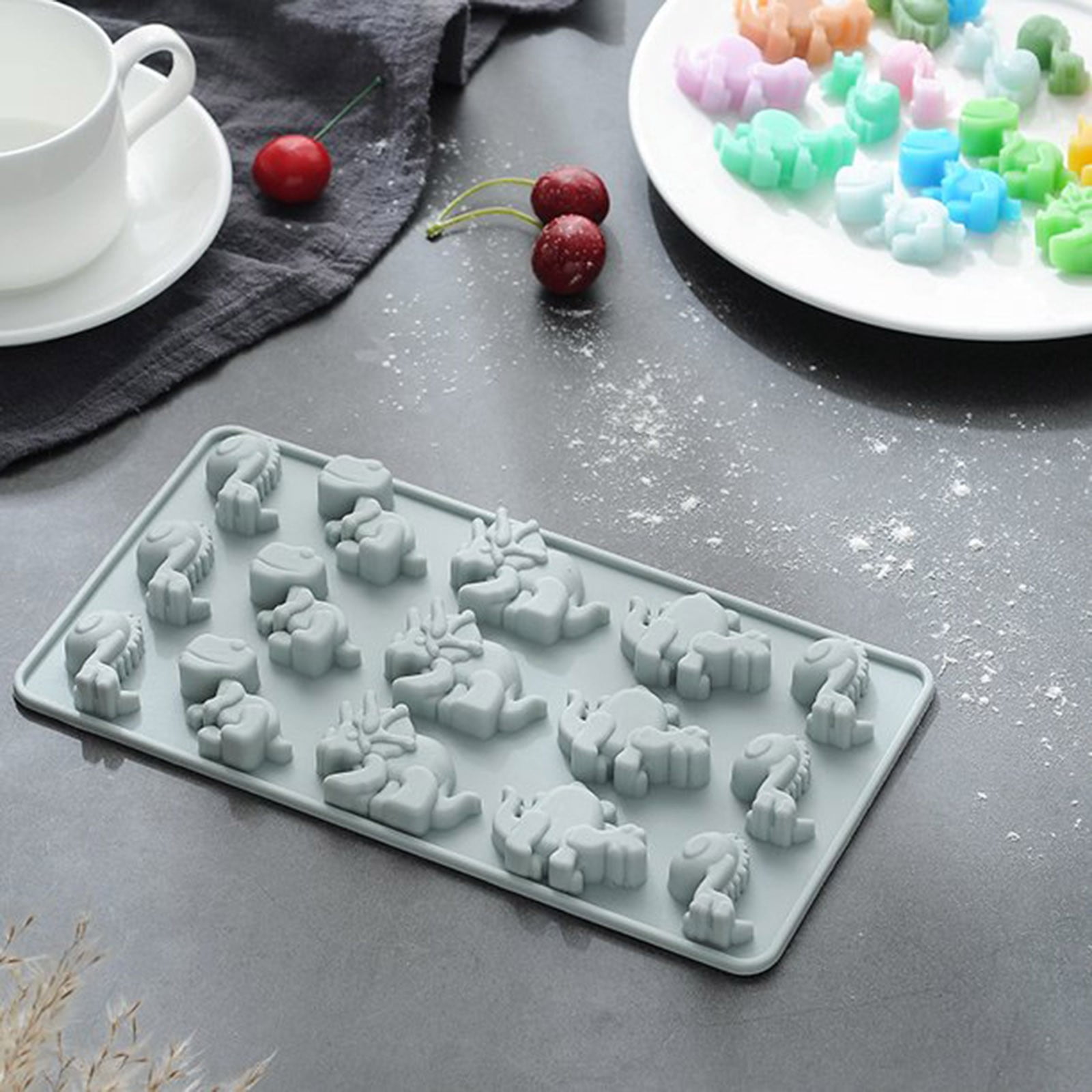 Dinosaur Silicone Molds, Silicone Mold Making Kit, 15 Slots Cute ...