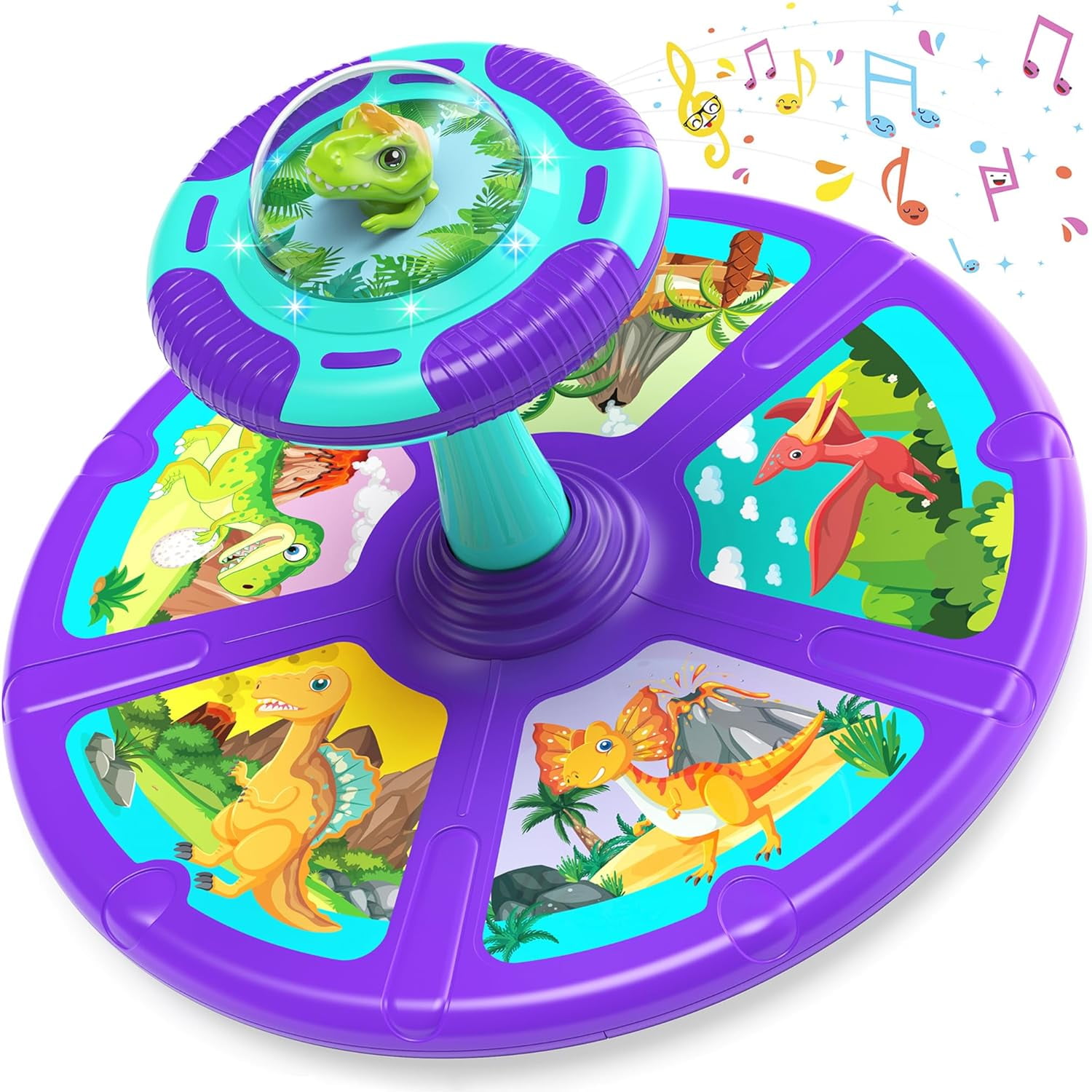 Dinosaur Sit and Spin Toddler Toys, 360° Spin Activity Toys with Music ...