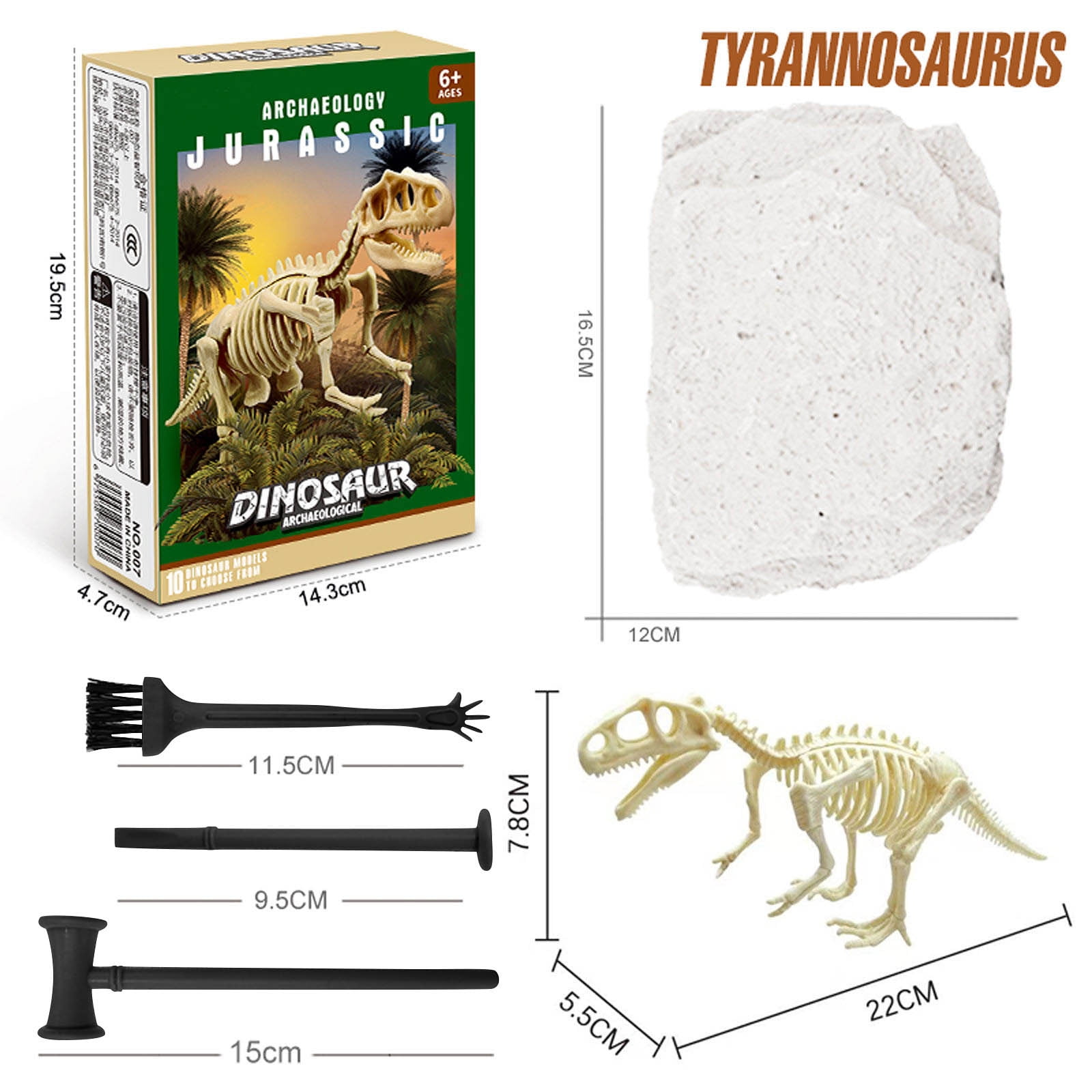Dinosaur Skeleton Dig Kit, Dinosaur Fossil Excavation Model, Simulated ...