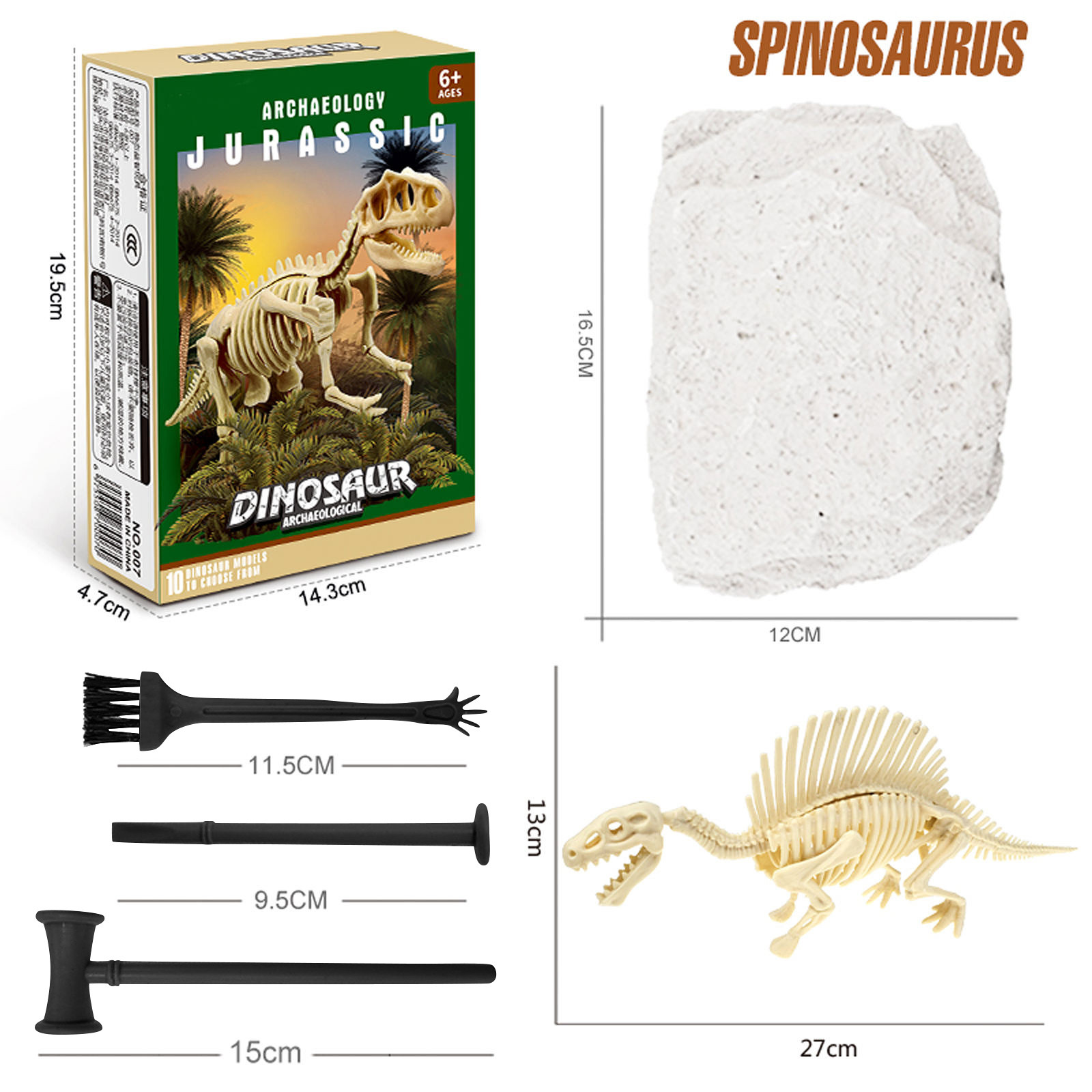 Dinosaur Skeleton Dig Kit, Dinosaur Fossil Excavation Model, Simulated ...