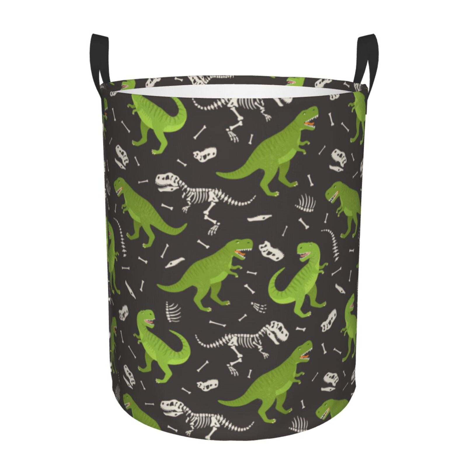 Dinosaur Skeleton-E Round Laundry Basket, Laundry Hamper with Handle ...