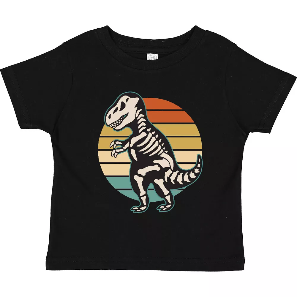 Dinosaur Skeleton Halloween Toddler T-Shirt Apparel Retro Child Kid ...