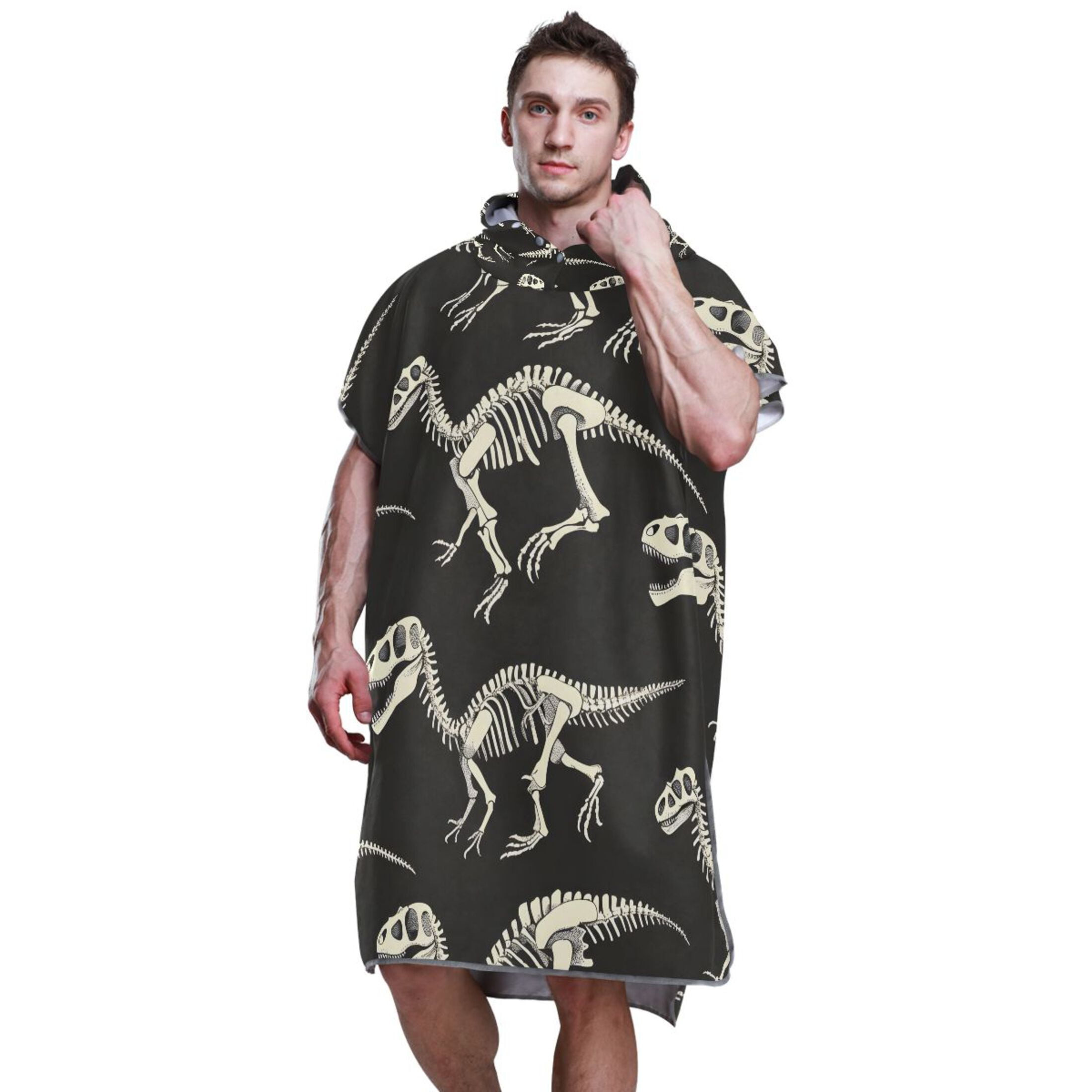 Dinosaur Skeleton Star Hooded Beach Towel Adult Bath Poncho Towels Soft ...