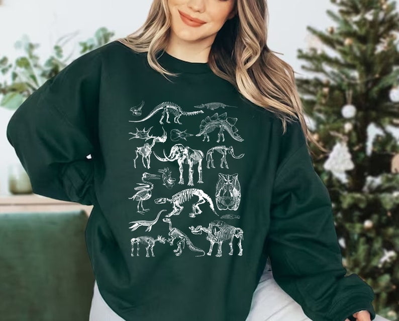 Dinosaur Skeleton Sweatshirt, Dinosaur Gift, Dinosaur Sweatshirt, Gift ...
