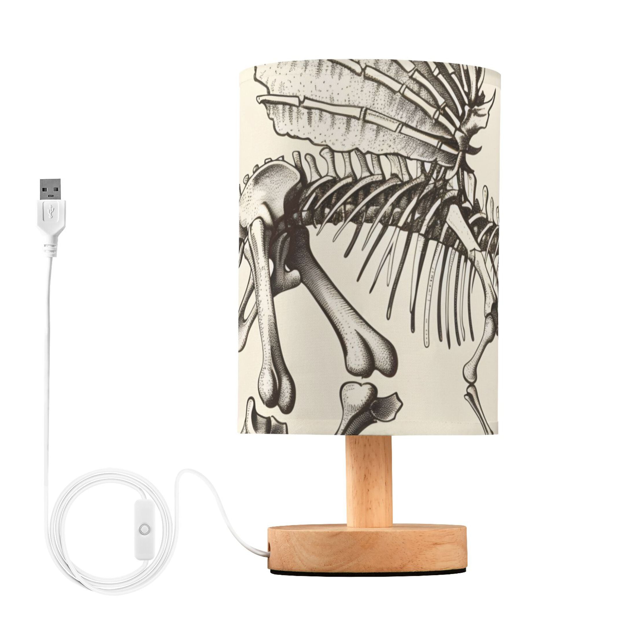 Dinosaur Skeleton Table Lamp USB Bedside Desk Nightstand Lamp Printed ...