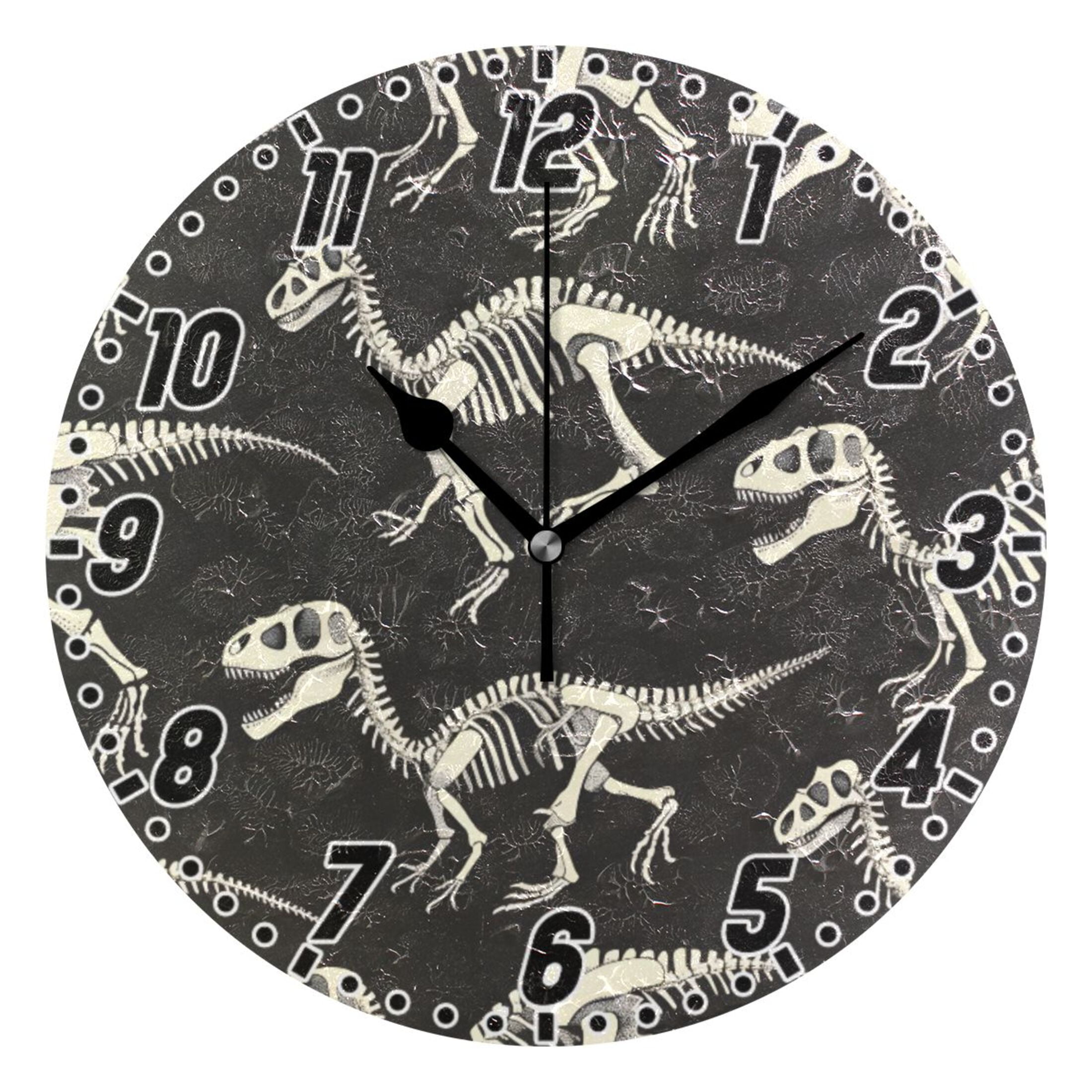Dinosaur Skeleton Wall Clock 9.8 inch Battery Operated Clocks Non ...