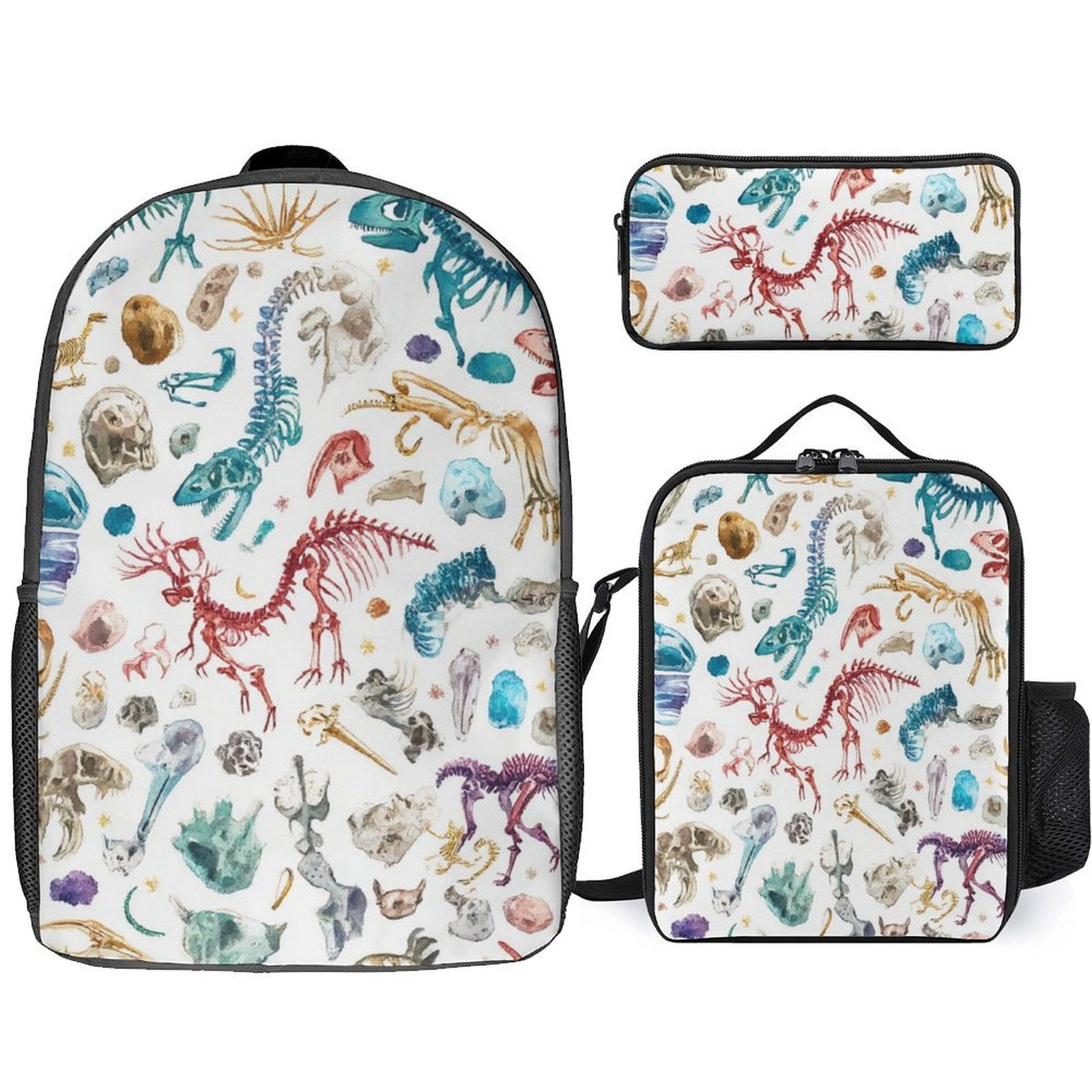 Dinosaur Skeletons Fossils Art 3D Printed 3pcs/Set Bags Laptop Daypack ...