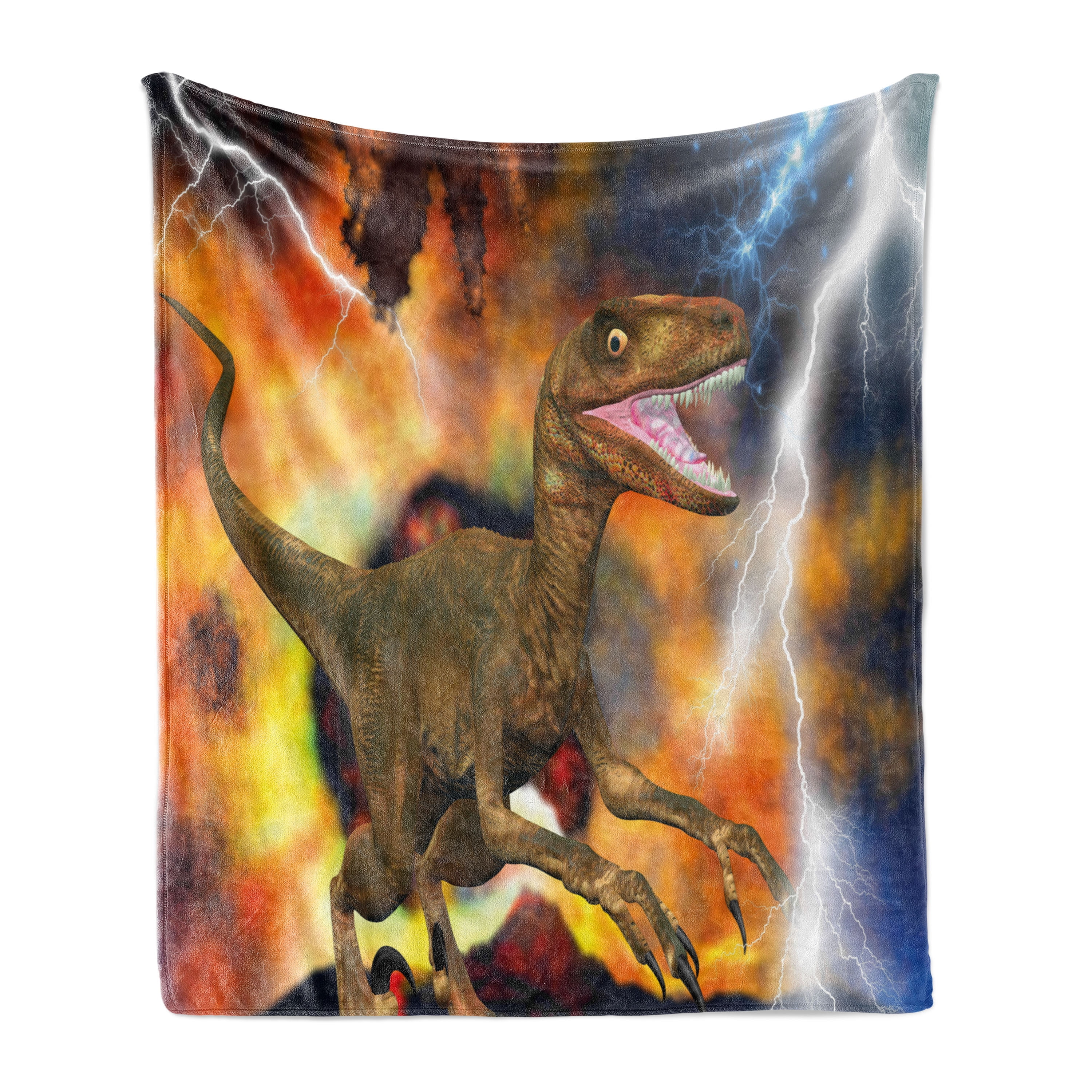 Dinosaur Soft Flannel Fleece Blanket, Dramatic Catastrophe Destruction ...