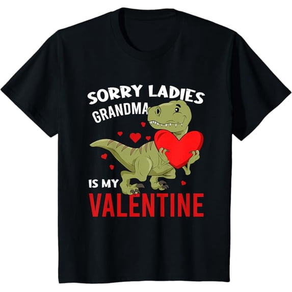 Dinosaur "Sorry Ladies, Grandma Is My Valentine" T-Shirt with Cartoon ...