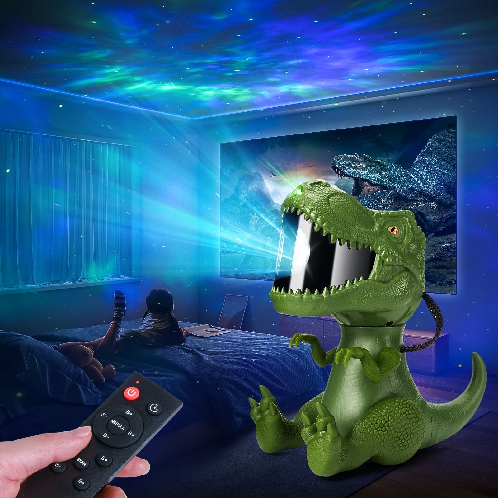 WHATOOK Dinosaur Space Projector, Starry Sky LED Light with Timer and ...