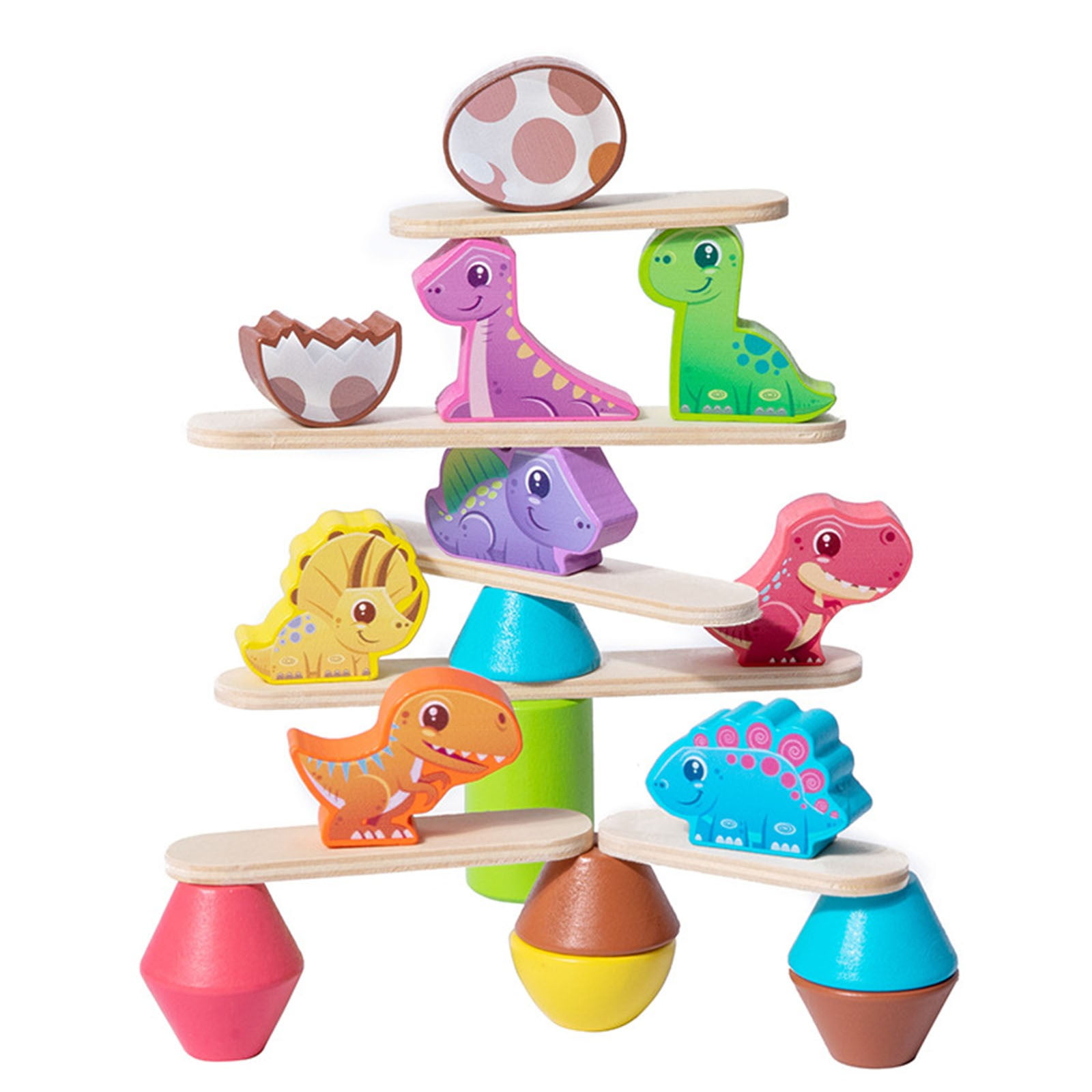 Dinosaur Stacking Blocks Set - Wooden Educational Toys for Toddlers 3 ...