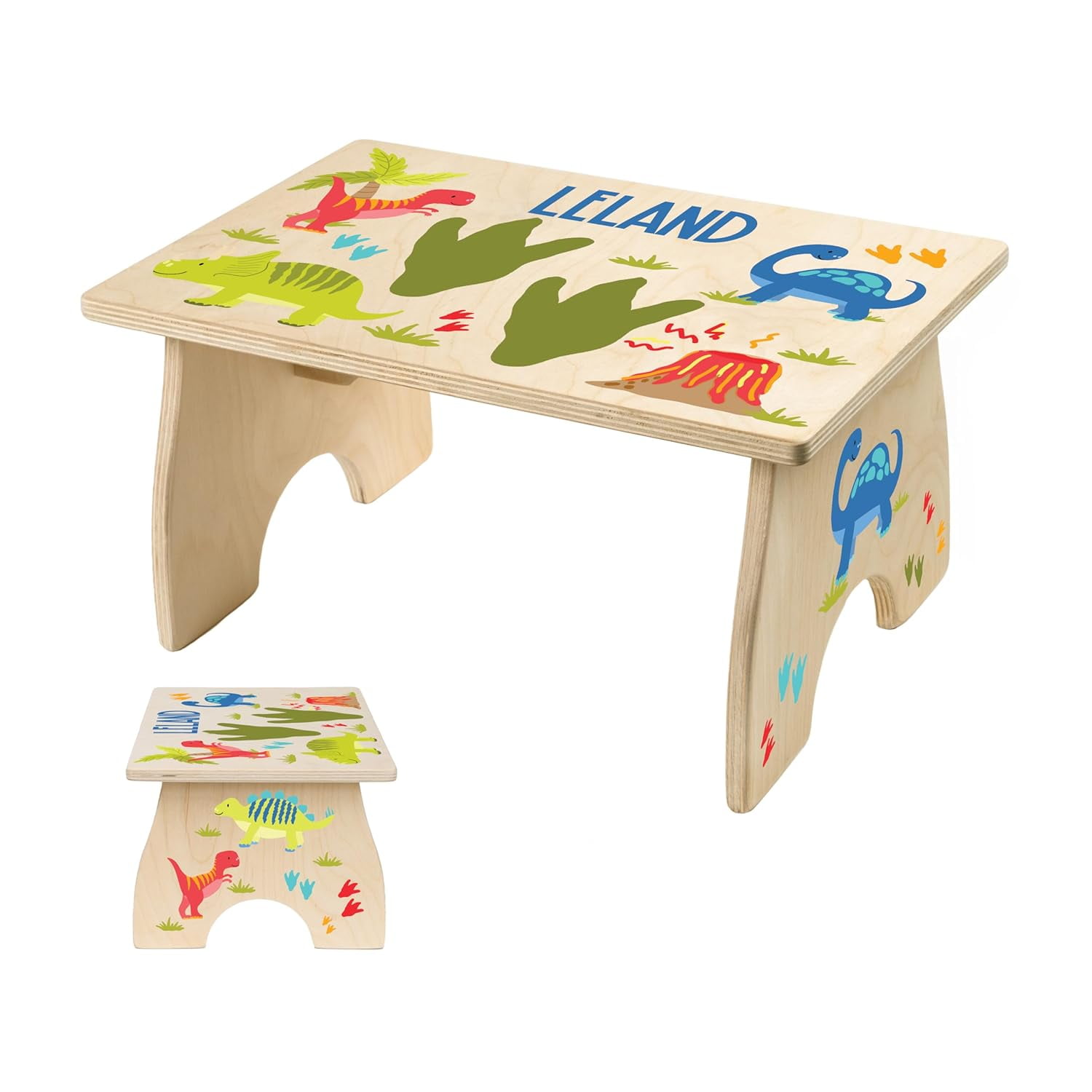 Dinosaur Step Stool for Toddlers- BloomOwl Personalized Wood Kids Step ...