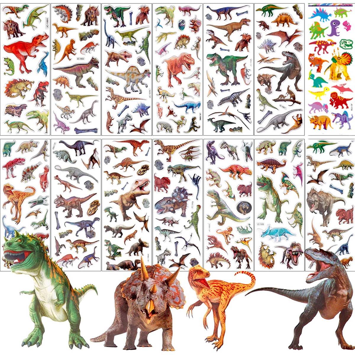 3D Dino Puffy Stickers Set for Kids, Fun Dinosaur Stickers for Boys, 24 ...