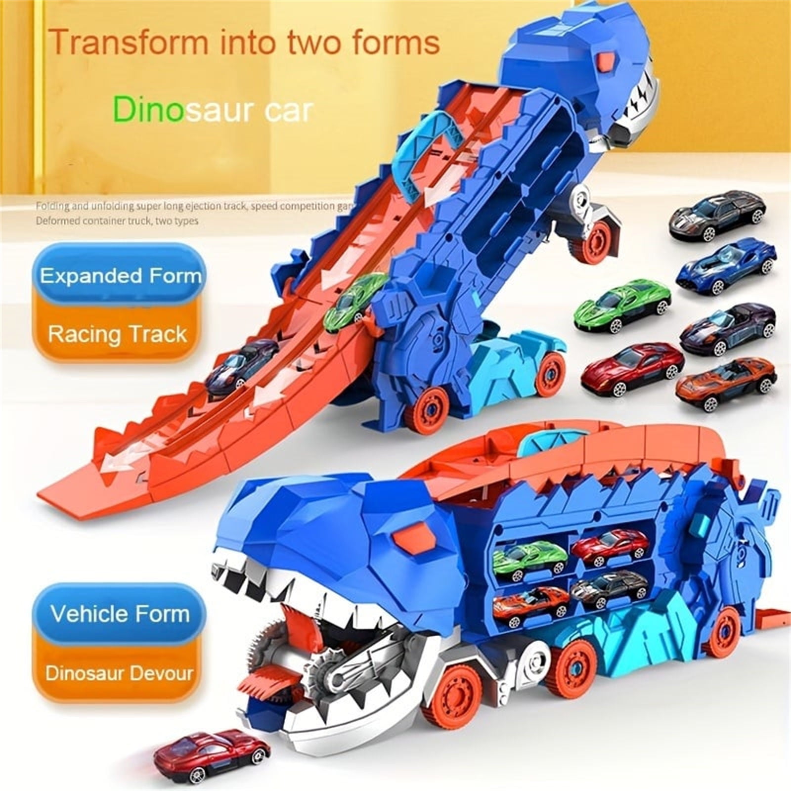 Dinosaur Swallowing Car Dinosaur Transporter Truck Foldable Sliding ...