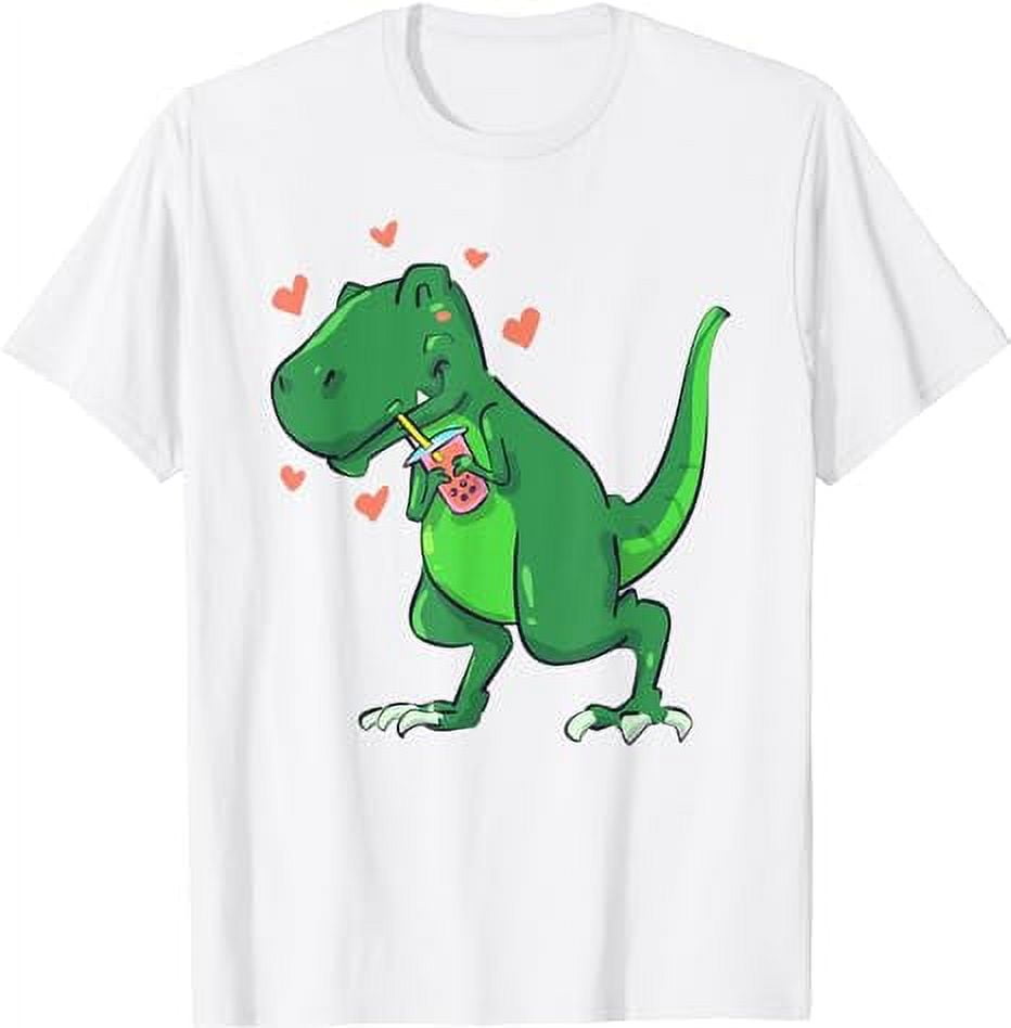 Dinosaur T-Rex Boba Tea Bubble Tea Kawaii Men Women Kids white T-Shirt ...