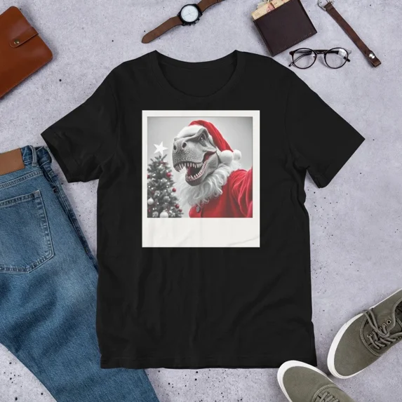 Dinosaur T Rex Holiday Icon Hat Christmas Tree Funny Festive Unisex T ...