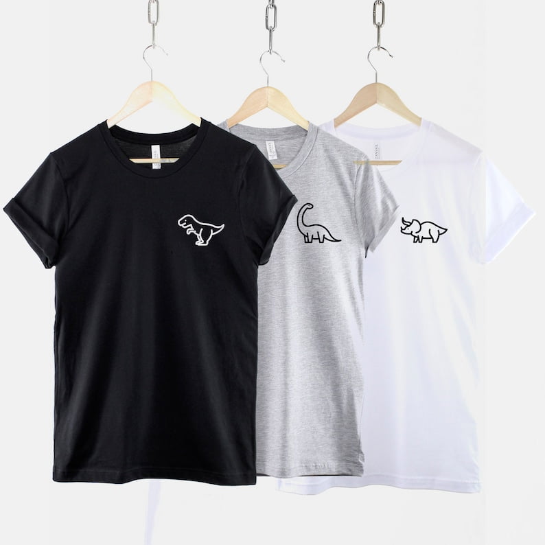 Dinosaur T-Shirt - Cartoon Dinosaur Shirt - T-Rex Pocket Print Shirt ...