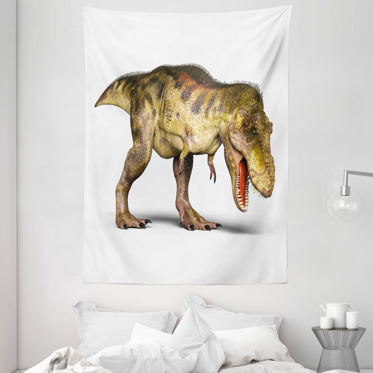 Dinosaur Tapestry, Realistic 3D Style Prehistoric Animal Extinct ...