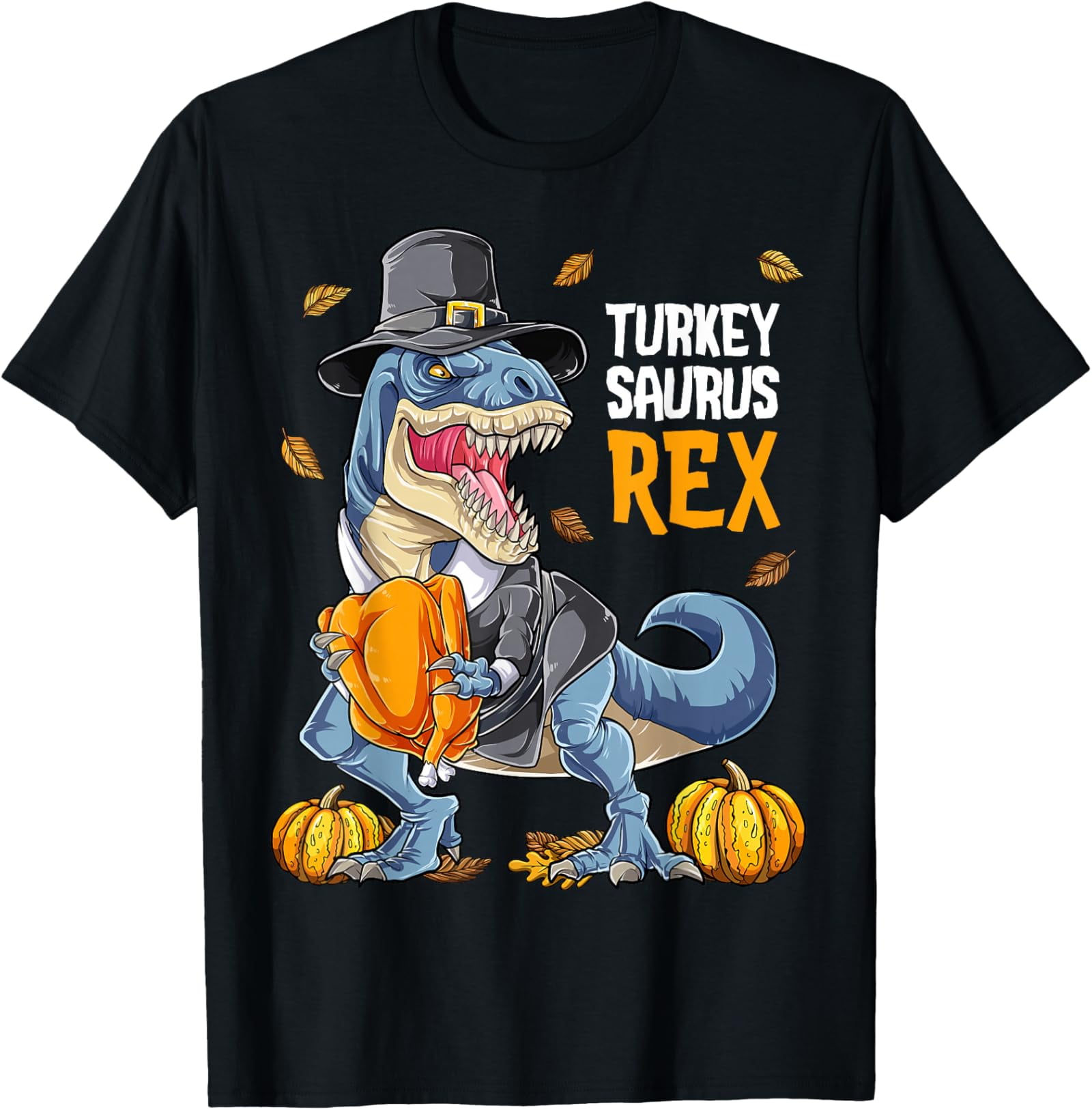 Dinosaur Thanksgiving Turkey Saurus T rex Pilgrim Cute T-Shirt ...