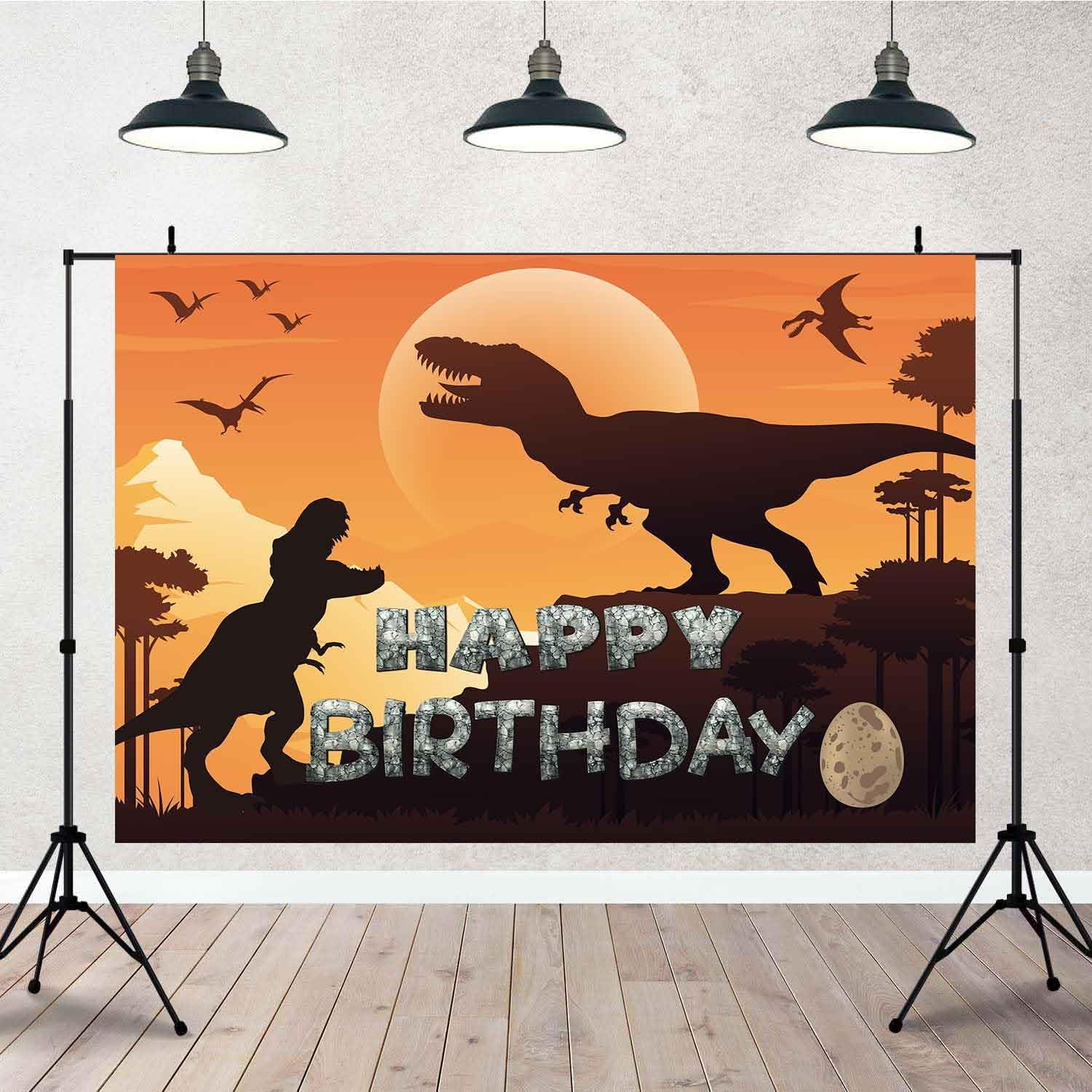 Dinosaur Theme Backdrop Tropical Jungle Birthday Party Background Kids ...