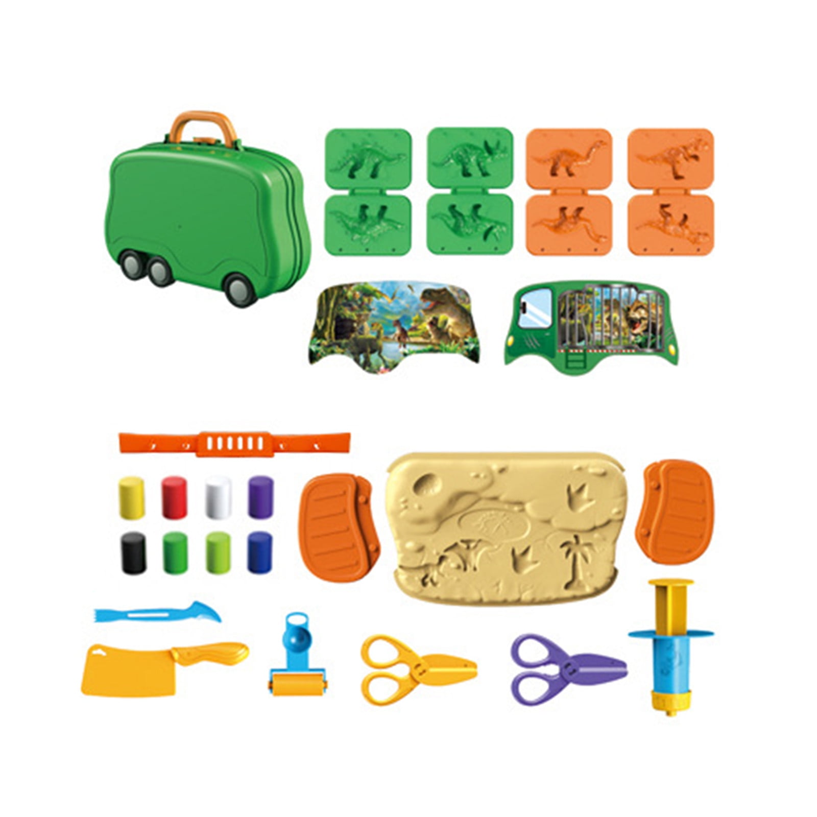 Dinosaur Theme Modeling Clay Playset on Wheels, Play Dough Activity Kit ...