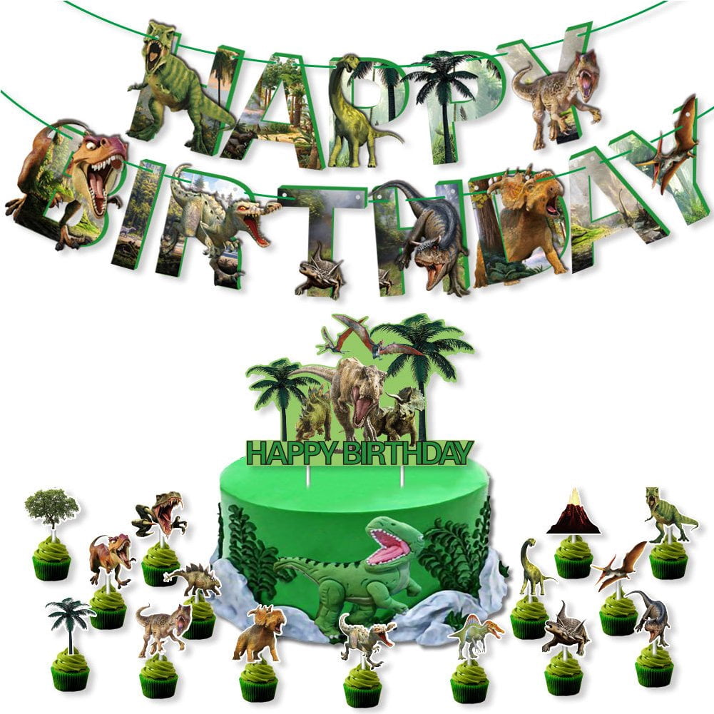 Dinosaur Theme Party Decoration Happy Birthday Banner Flag Dino Latex ...