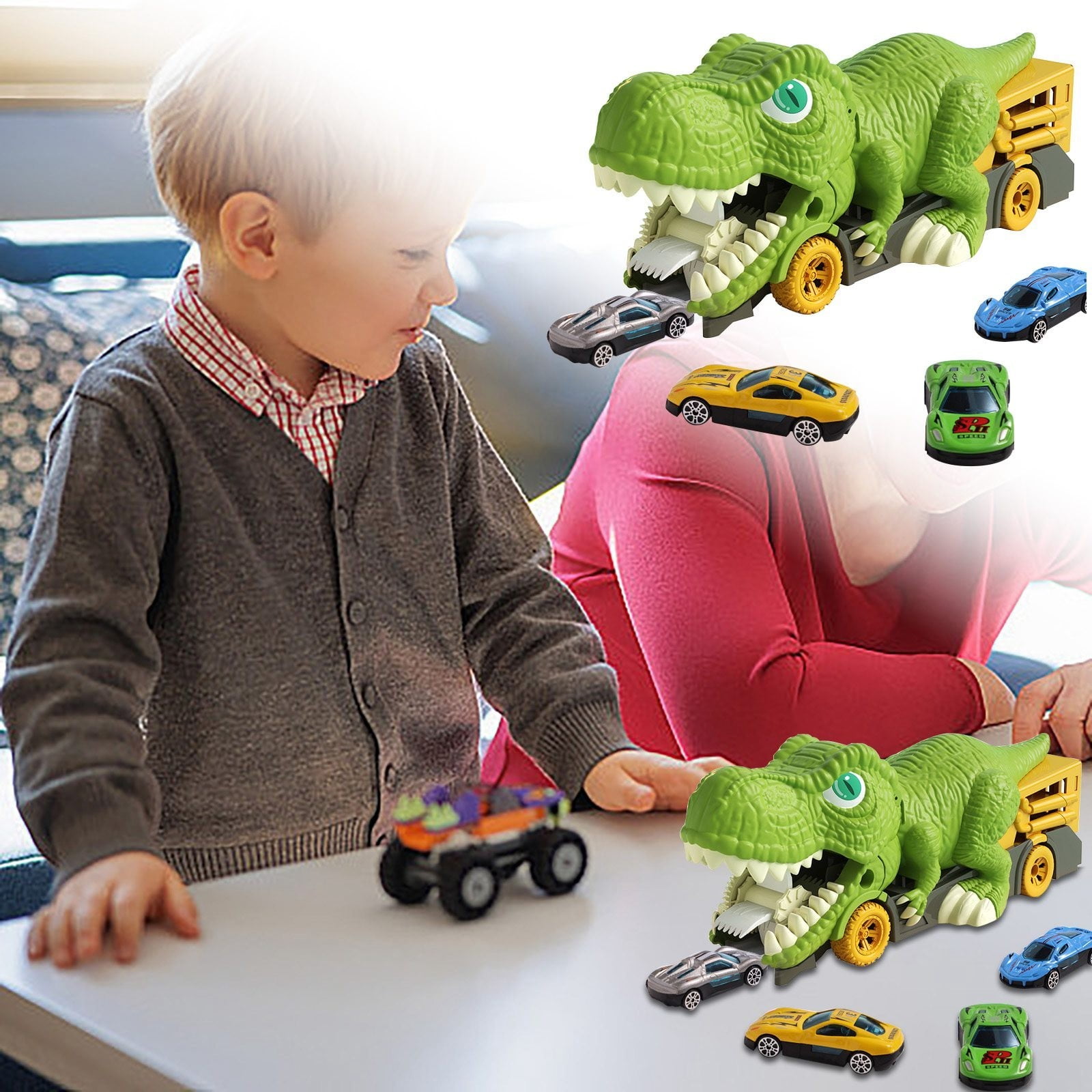 Dinosaur Themed Big Toy Car Storage Model Kids Inertial Durable ...