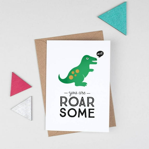 Dinosaur Themed Greeting Card – "You Are Roar-Some" T-Rex Design ...