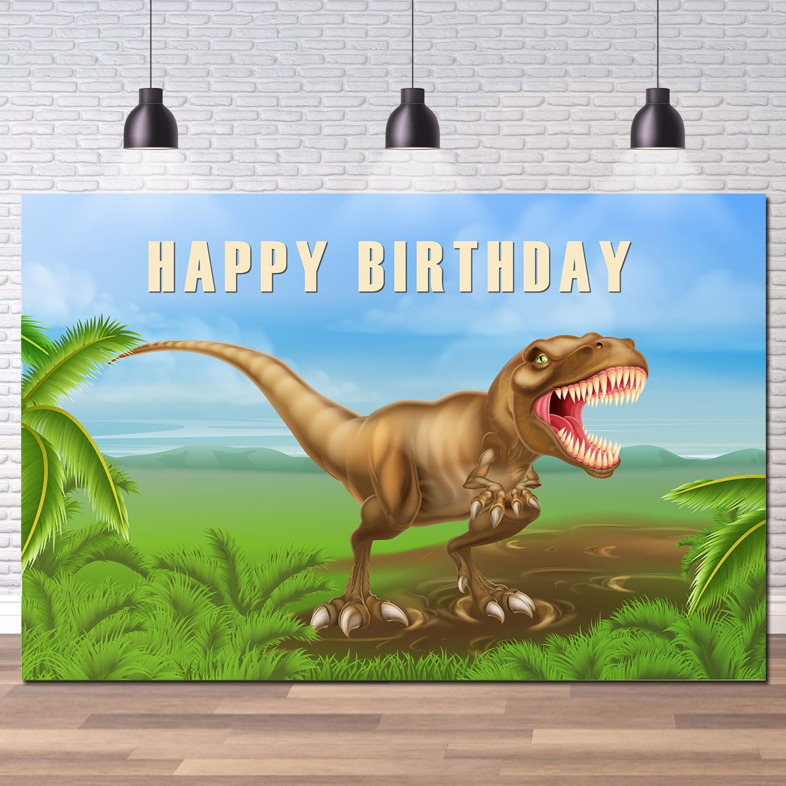 Dinosaur Themed Happy Birthday Backdrop, Rex Themes Birthday ...