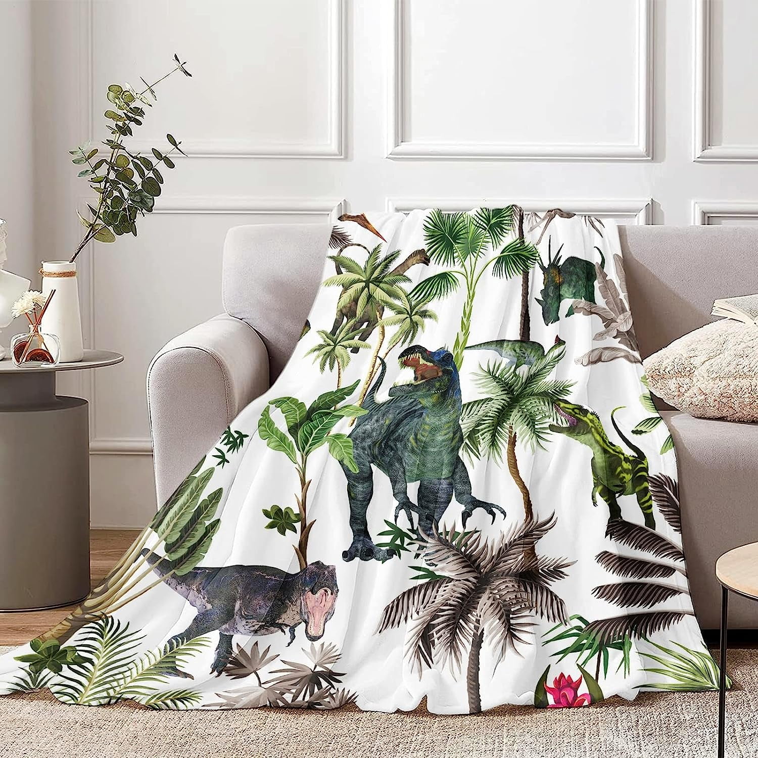 Dinosaur Throw Blanket for Kids, 50 x 60 Inch Cozy 3D Dinosaur Theme ...