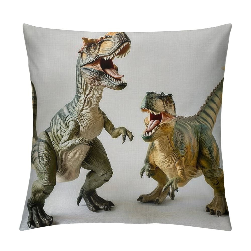 Dinosaur Throw Pillow Cushion Cover, Tyrannosaurus Rex Pair Facing Off ...