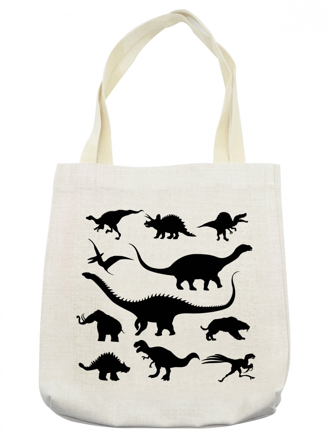 Dinosaur Tote Bag, Various Black Dino Silhouettes Jurassic Evolution ...