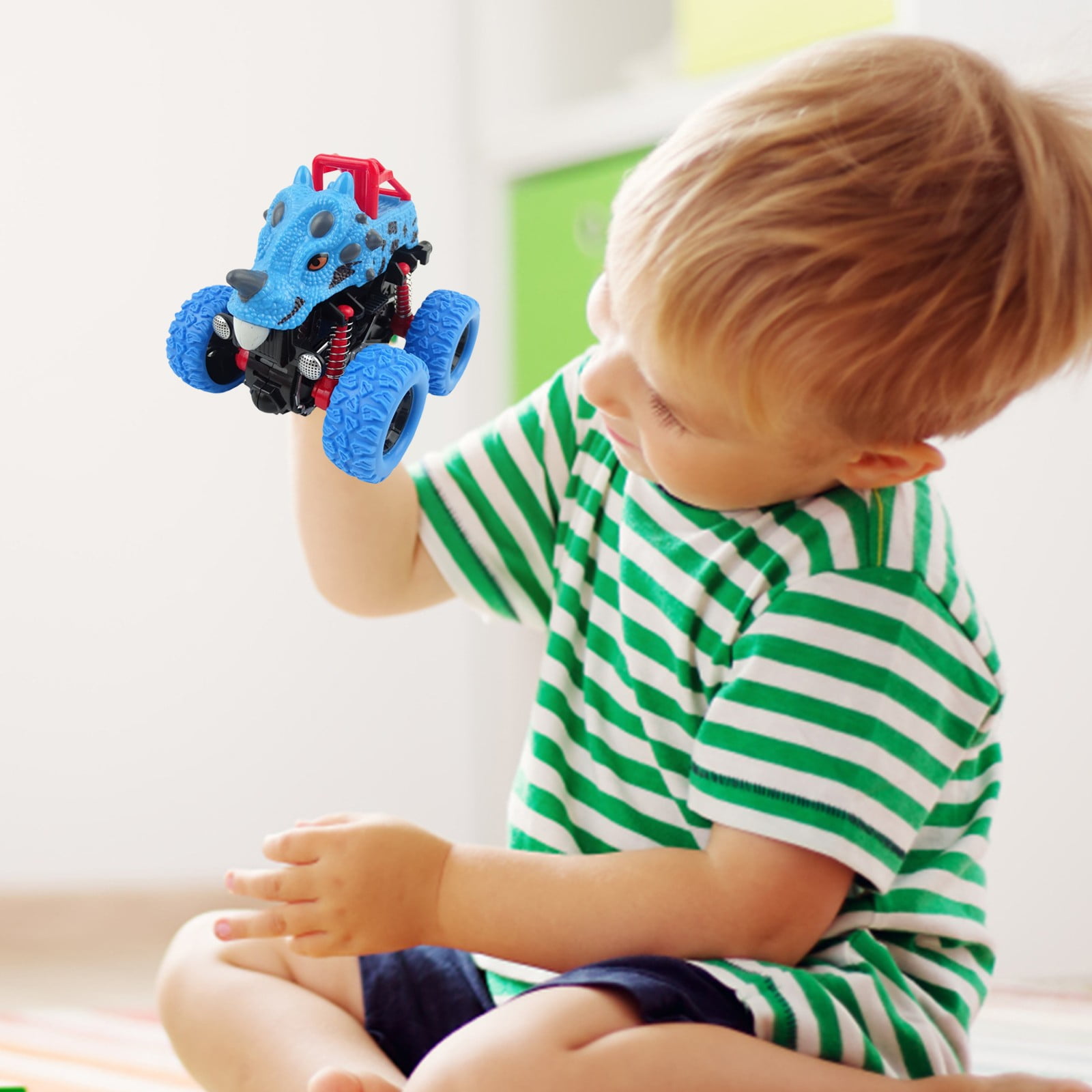 Dinosaur Toy Car for Kids - Blue Dino Ride On Car with 4 Wheels - Mini ...