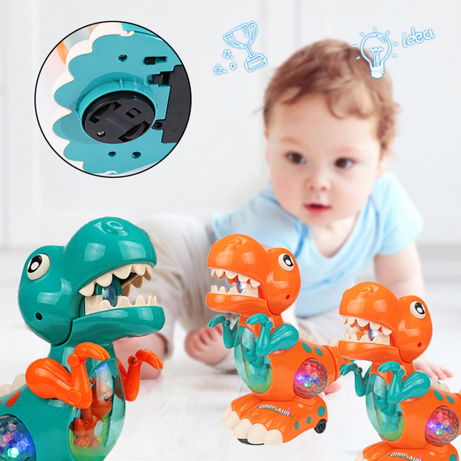 Dinosaur Toy Car with Lights & Music - Interactive Walking Dino Model ...