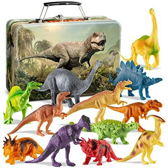 Children's Dinosaur Toy Set - 12 Realistic Figures with Storage Box for ...