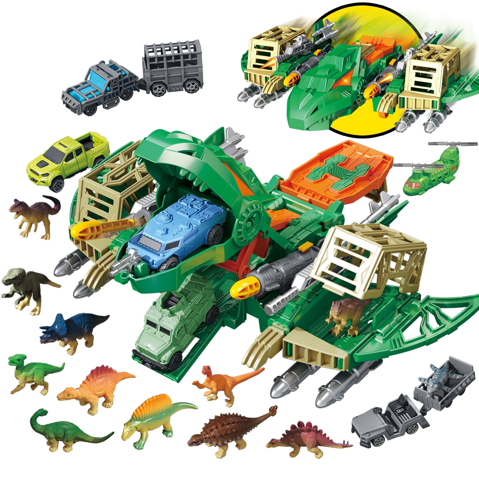 Dinosaur Toys for Kids 3-5, 12 Mini Dinosaurs & 6 Truck Carrier Cars ...