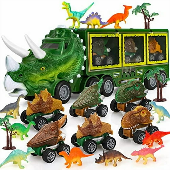 Dinosaur Toys for Kids 3-5 5-7,21 Pack Dinosaur Truck with 6 Pull Back ...