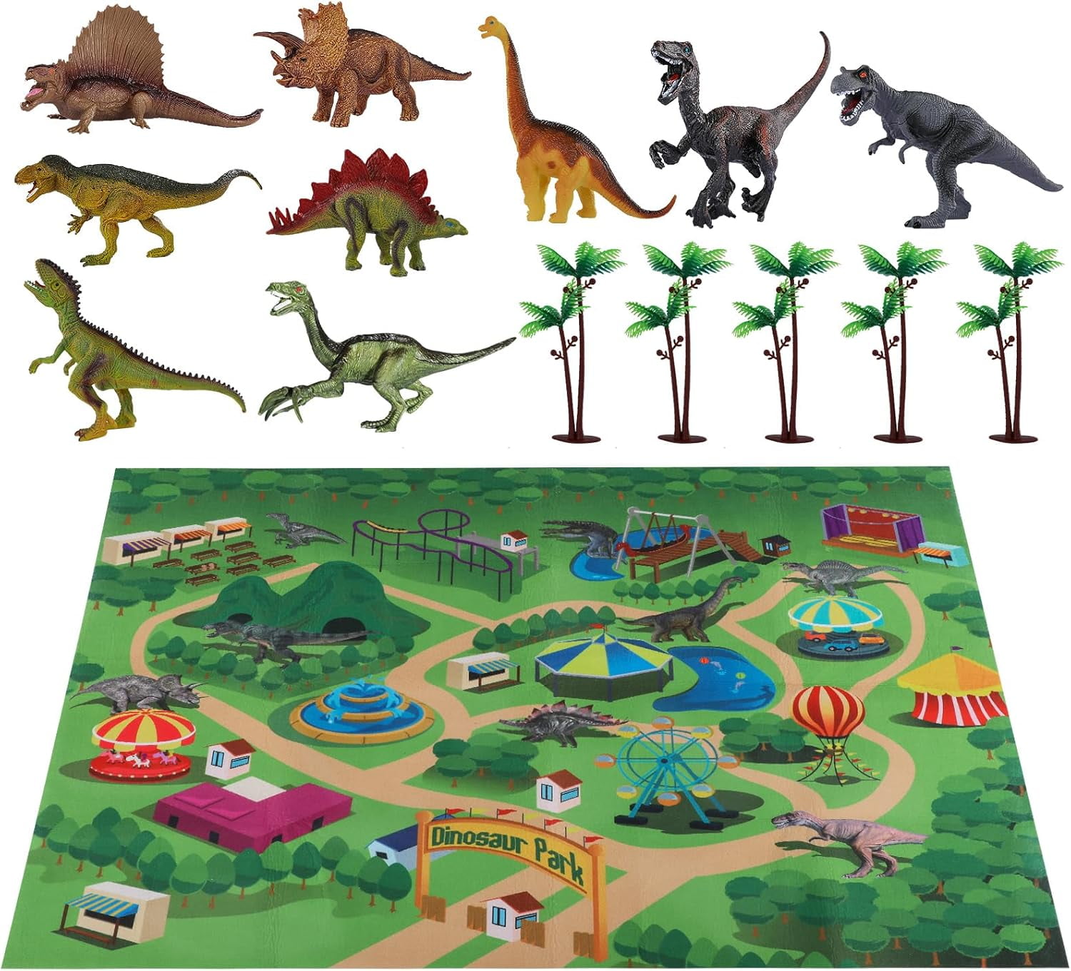 Dinosaur Toys for Kids 3-5, Jurassic Dinosaurs Figures with Play Mat ...